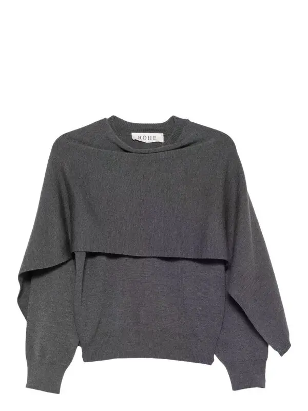 RÓHE Cape-overlay Knitted Sweater - Grey