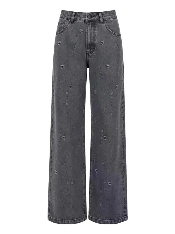 Federica Tosi Distressed Wide-leg Jeans - Grey