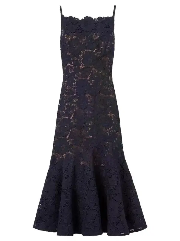 SELF-PORTRAIT Spiral Lace Midi Dress - Blue