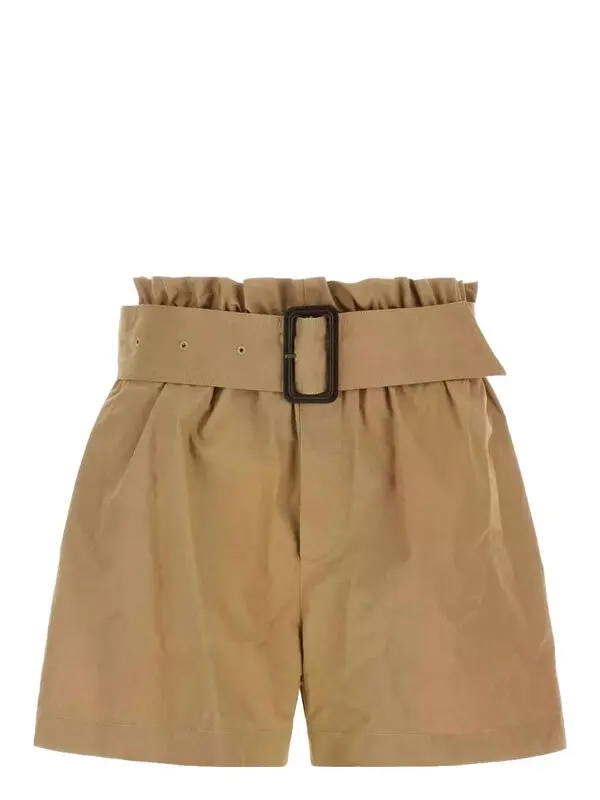 Saint Laurent Belted Paperbag-waist Shorts - Brown