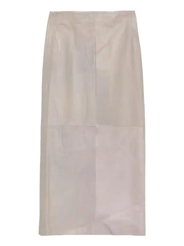 ALYSI Side-slit Leather Skirt - Grey