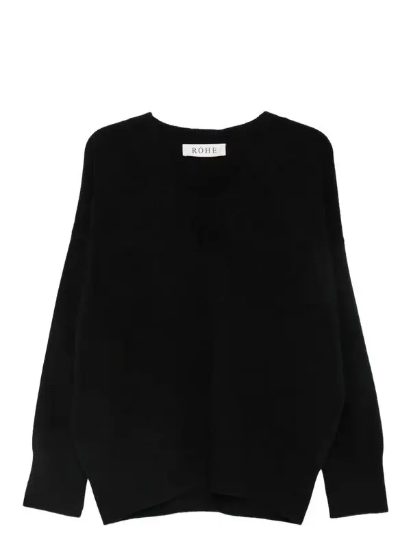 RÓHE V-neck Knitted Sweater - Black