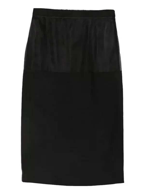 FRENKEN Sheer Panel Pencil Midi Skirt - Black