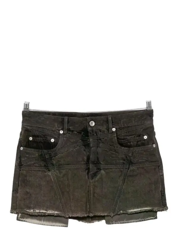 Rick Owens Faded Frayed-hem Mini Skirt - Grey