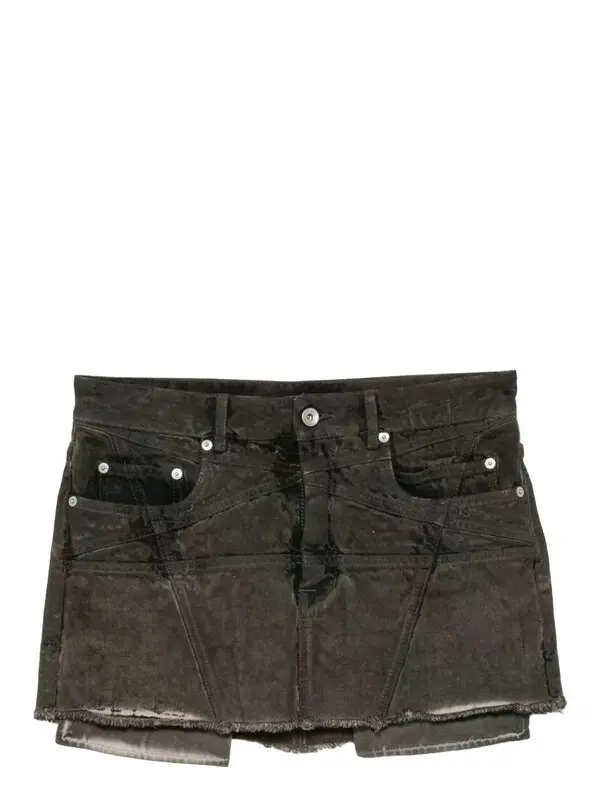 Rick Owens Faded Frayed-hem Mini Skirt - Grey