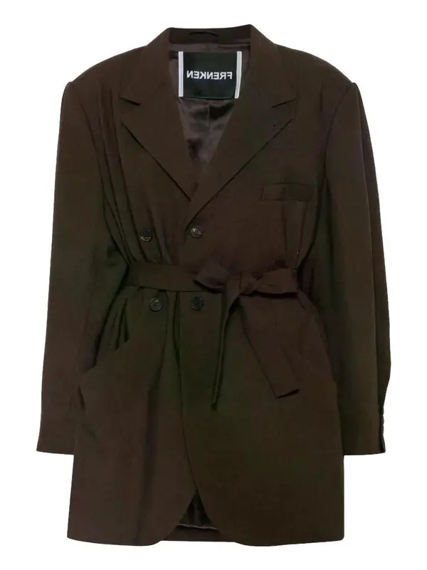 FRENKEN Belted Double-breasted Jacket - Brown