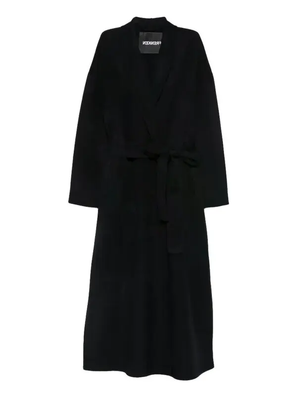 FRENKEN Belted Shawl-collar Coat - Black