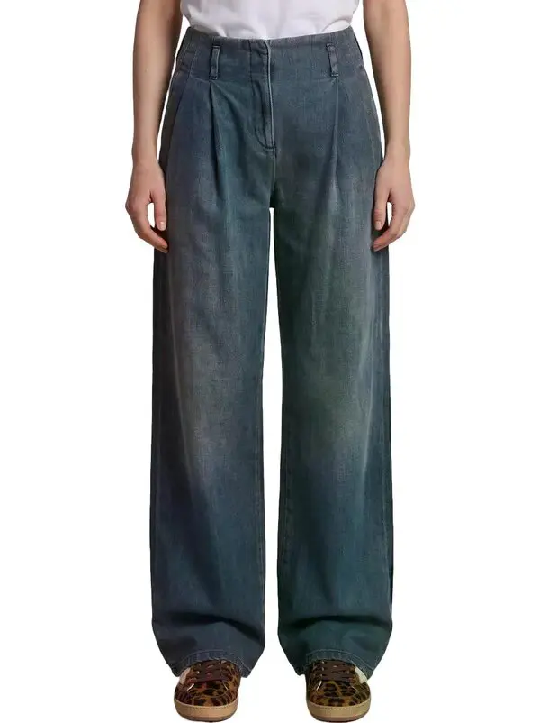 GOLDEN GOOSE Wide-leg Pleated Trousers - Blue