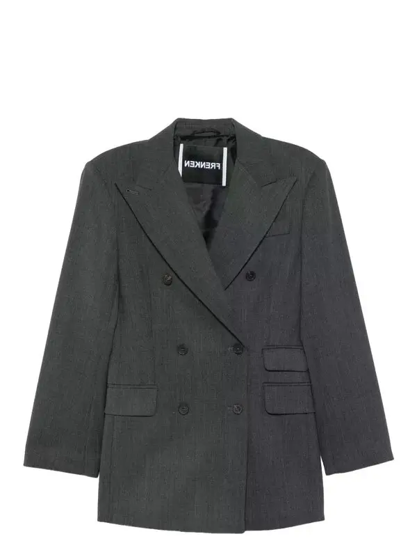 FRENKEN Double-breasted Peak-lapel Blazer - Grey