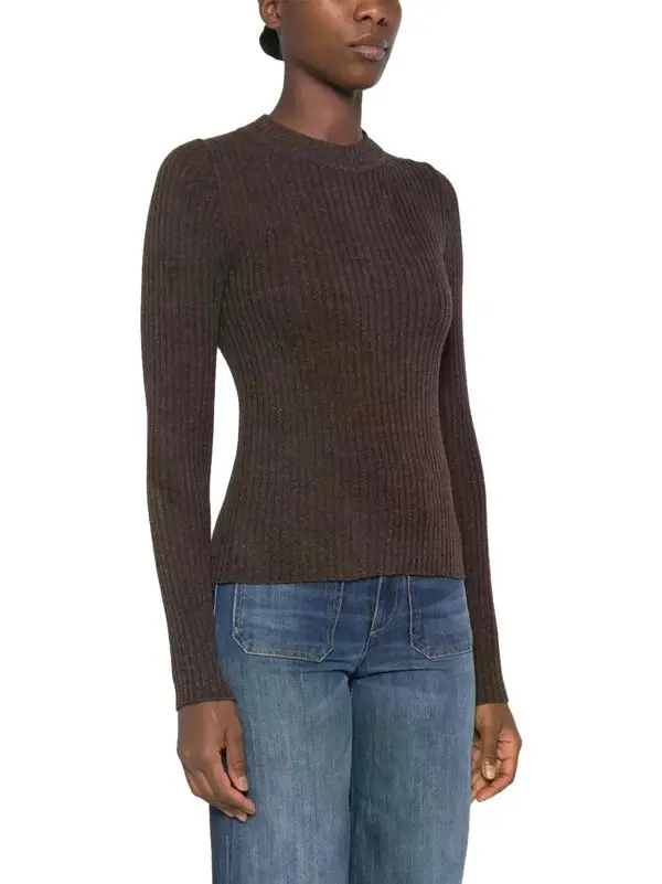 Seafarer Ribbed Knit Crew Neck Sweater - Brown
