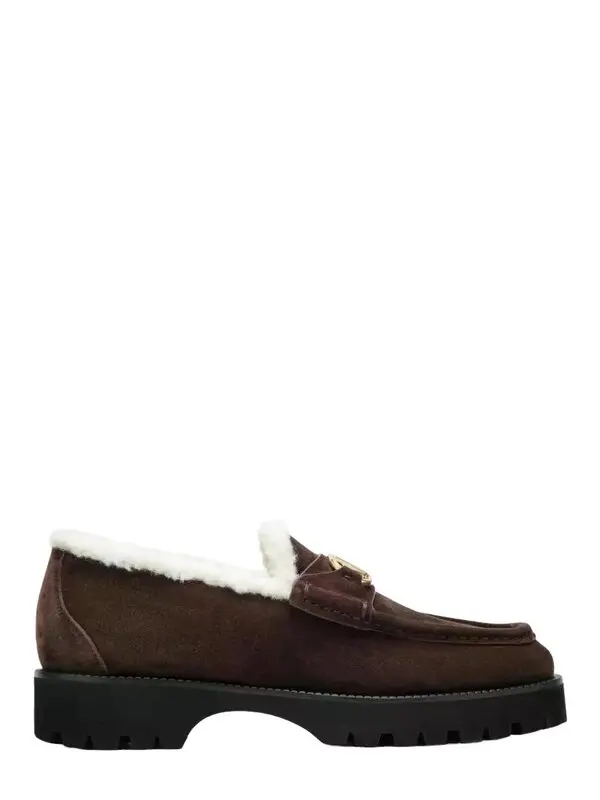 Valentino Garavani Vlogo Shearling-lined Loafers - Brown