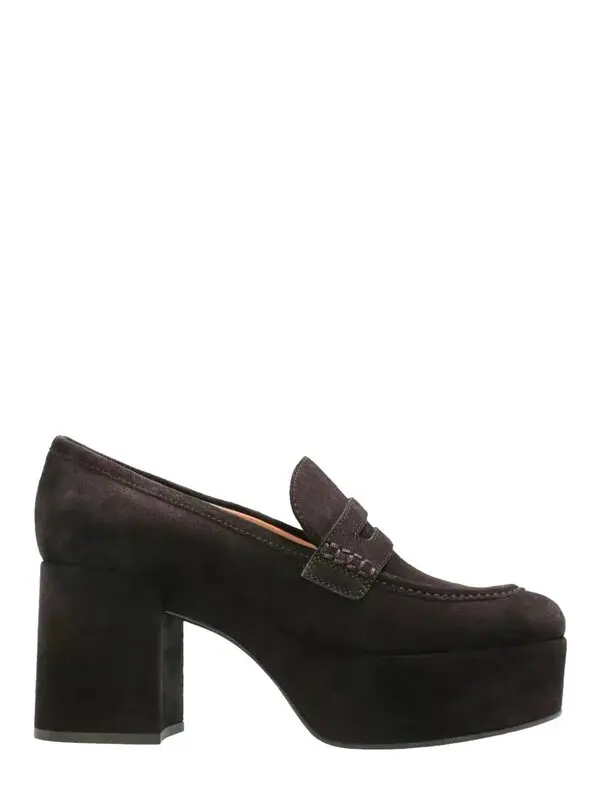 GIANVITO ROSSI Suede Platform Loafers - Brown