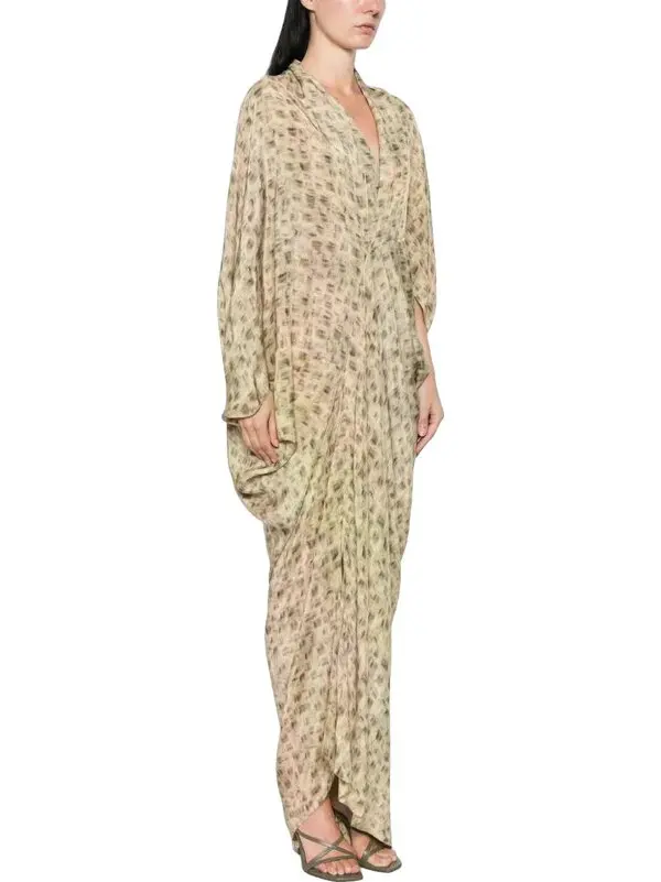 CORTANA Mayu Abstract-print Draped Dress - Neutrals
