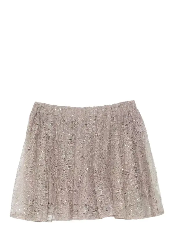 TWINSET Sequin-embellished Lace-overlay Skirt - Neutrals