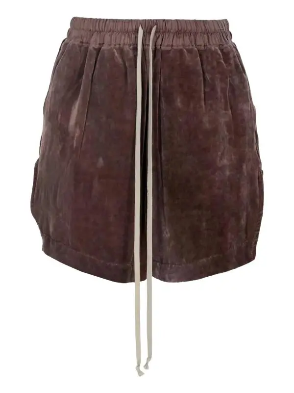 Rick Owens Velvet Drawstring Mini Shorts - Brown