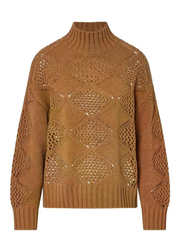 Liu Jo Openwork Turtleneck With Beads - Brown