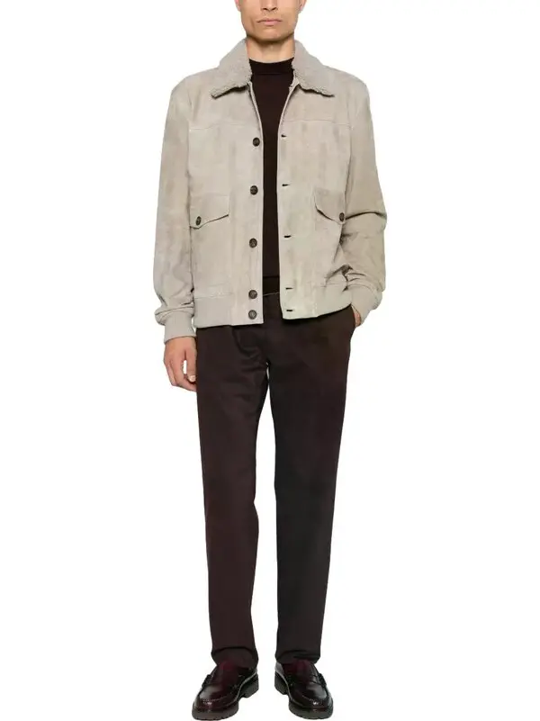 Eleventy Suede Shearling Collar Jacket - Grey