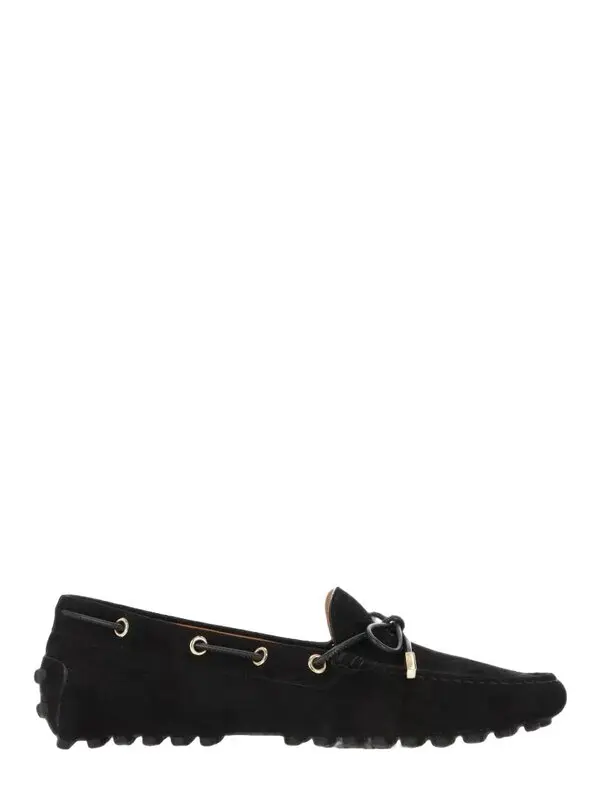 TOD'S Suede Loafers With Bow Detail - Black