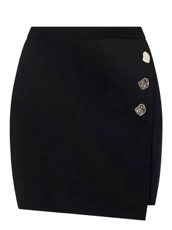 Liu Jo Knit Mini Skirt With Decorative Buttons - Black