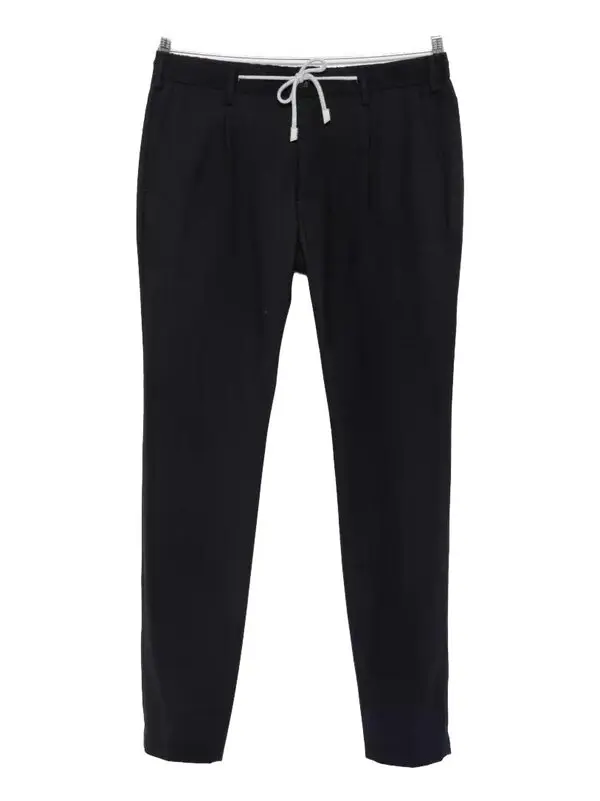 Eleventy Drawstring-waist Pleated Trousers - Black