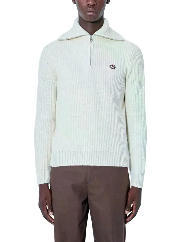 Moncler Half-zip Ribbed Sweater - White