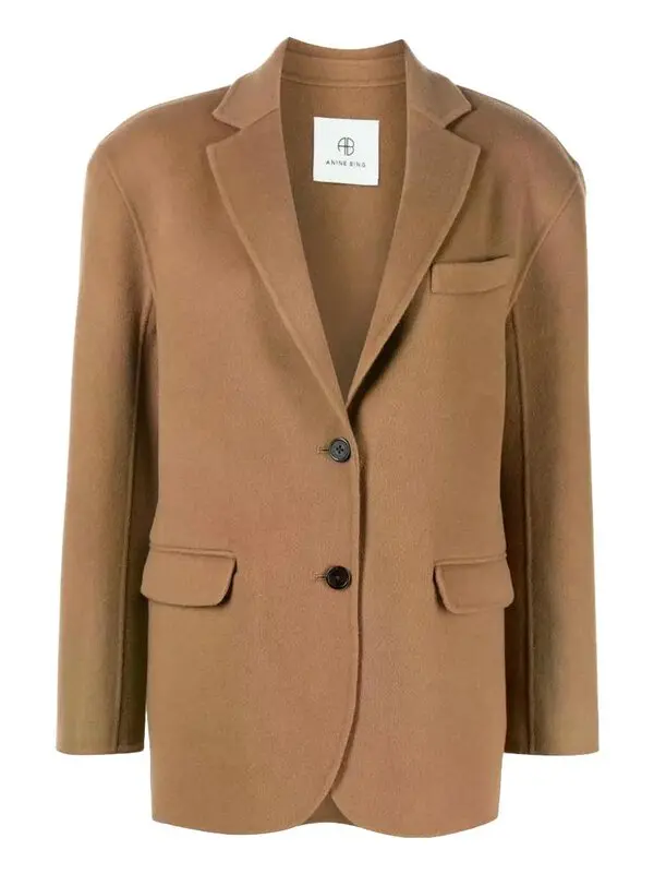 ANINE BING Notched Lapel Blazer - Neutrals