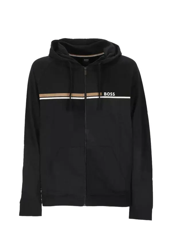 BOSS Logo-print Zip-up Hoodie - Black