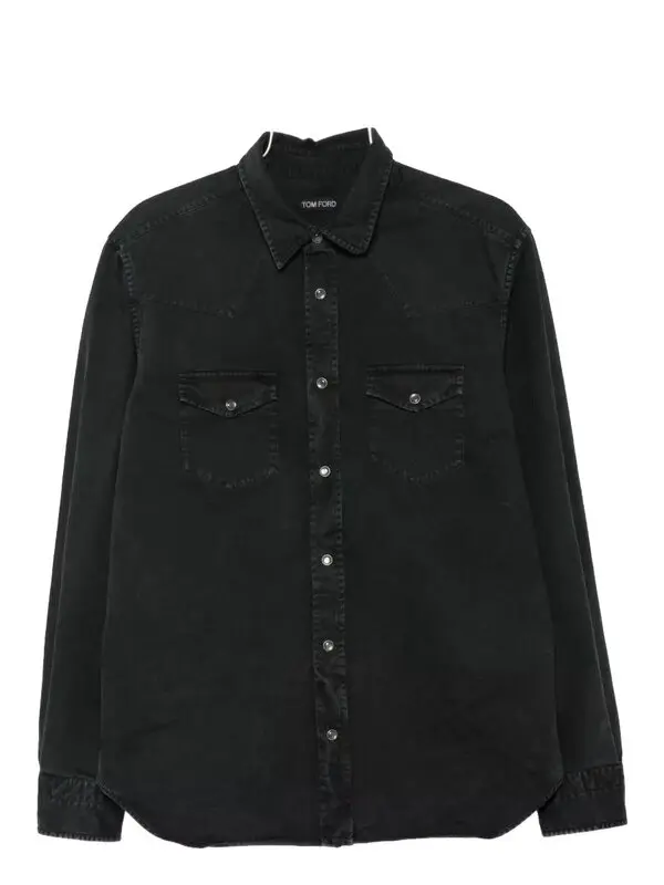 TOM FORD Long-sleeve Denim Shirt - Black