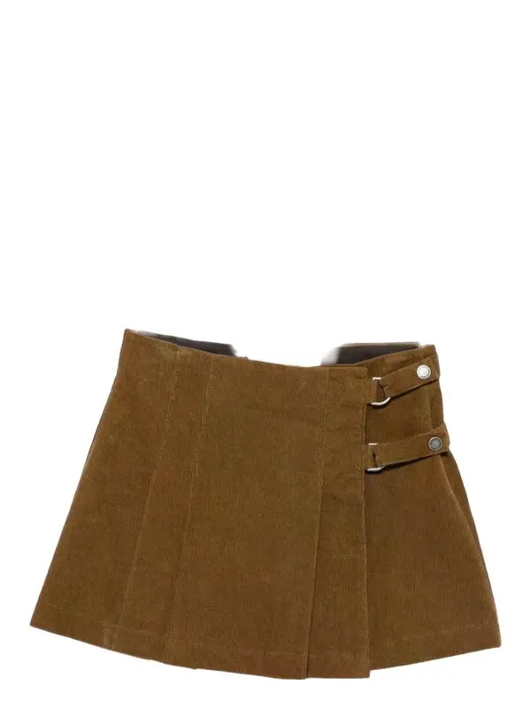 GOLDEN GOOSE Pleated Corduroy Mini Skirt - Brown