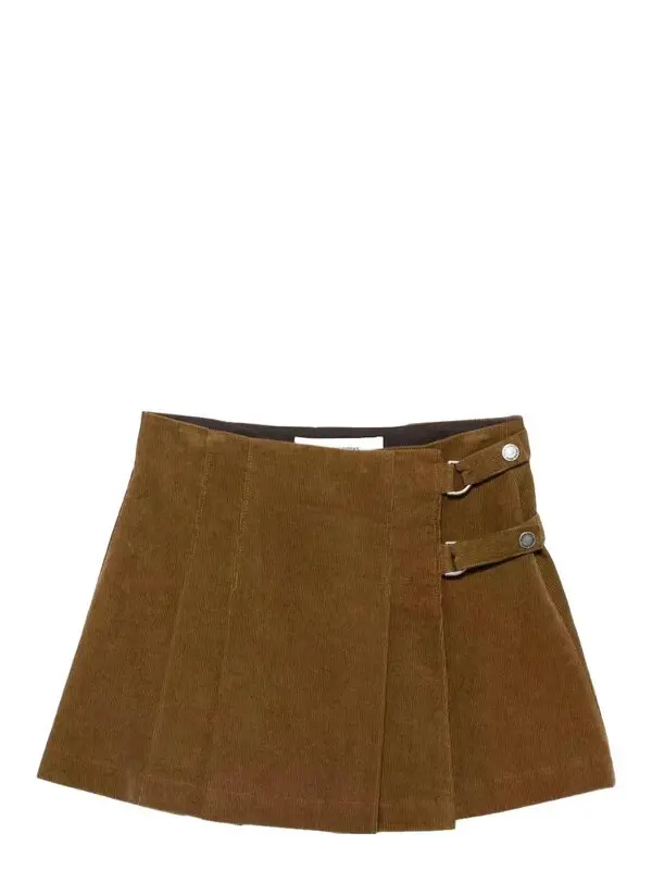 GOLDEN GOOSE Pleated Corduroy Mini Skirt - Brown
