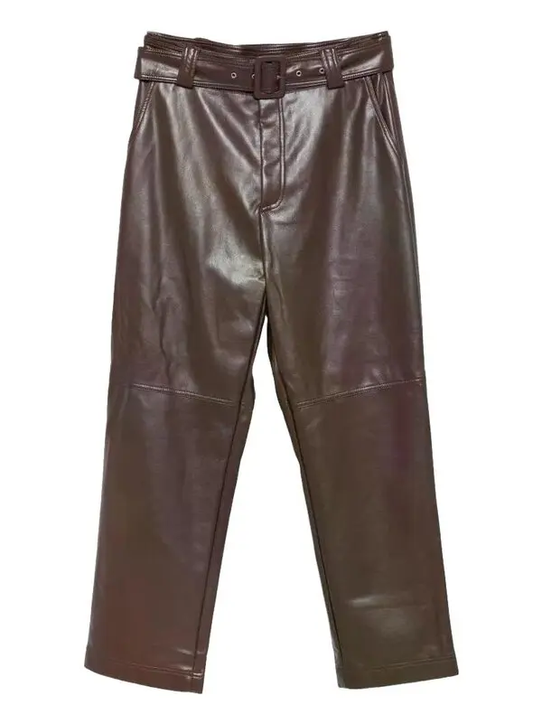 TWINSET Belted Faux-leather Trousers - Brown