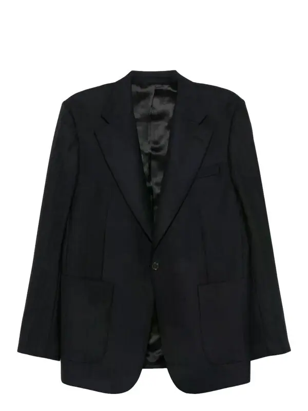 SPINA Herringbone-pattern Single-breasted Jacket - Blue
