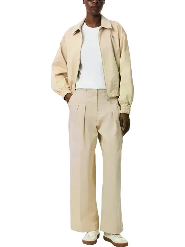 Lacoste Pleated Wide-leg Trousers - Neutrals