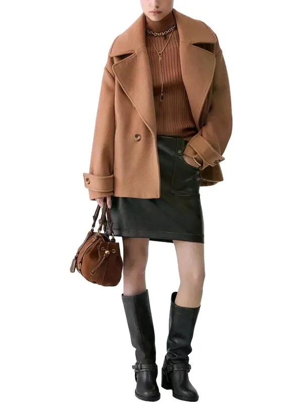 Liu Jo Short Double-breasted Wool Blend Coat - Neutrals