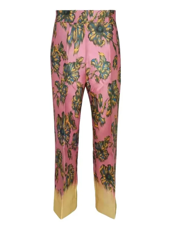 ALEMAIS Faye Floral Print High-waisted Straight Leg Trousers - Pink
