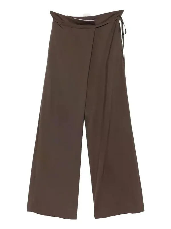 ALYSI Wrap-front Wide-leg Trousers - Brown