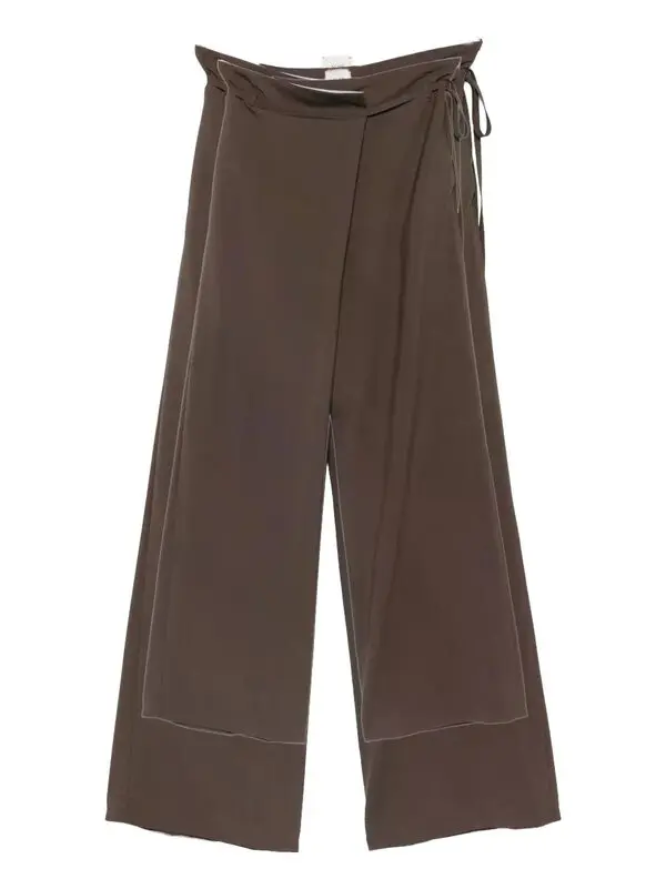 ALYSI Wrap-front Wide-leg Trousers - Brown