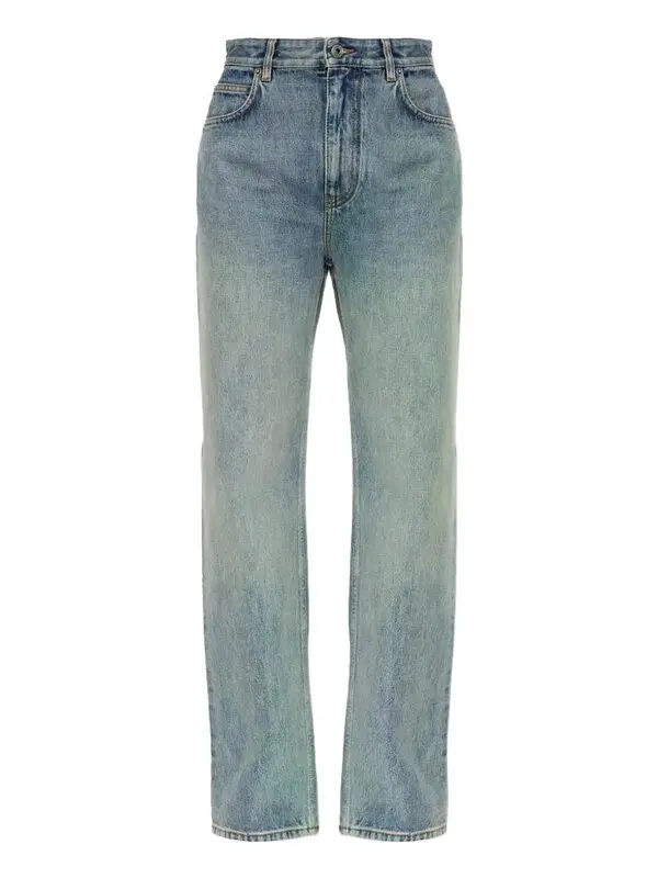 Loewe Anagram-embroidered Straight-leg Jeans - Blue
