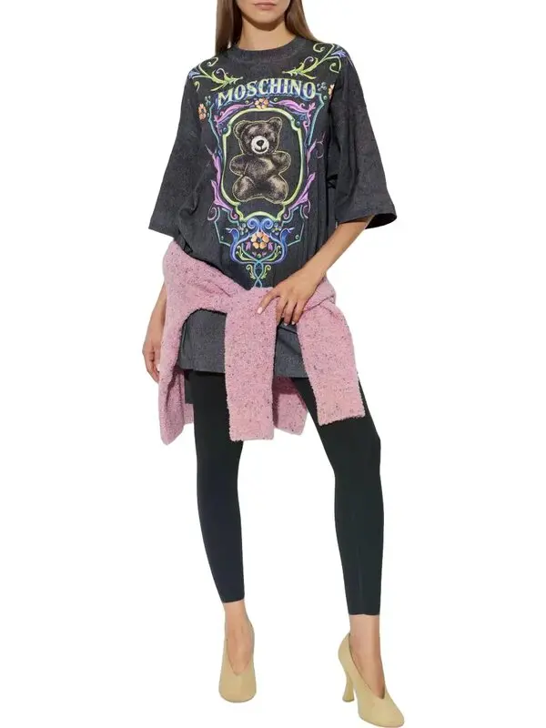 Moschino Teddy Bear Print T-shirt Dress - Grey