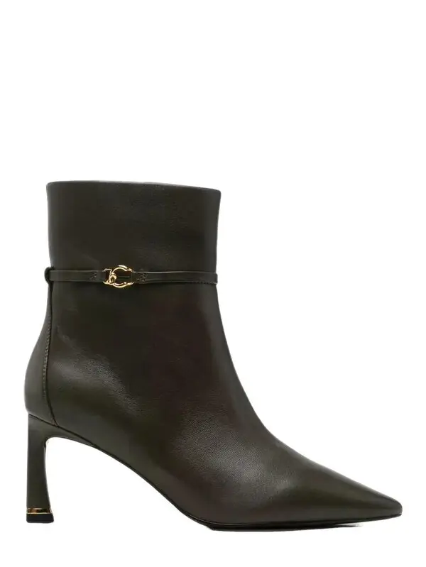 COCCINELLE Pointed-toe Buckled Stiletto Ankle Boots - Brown