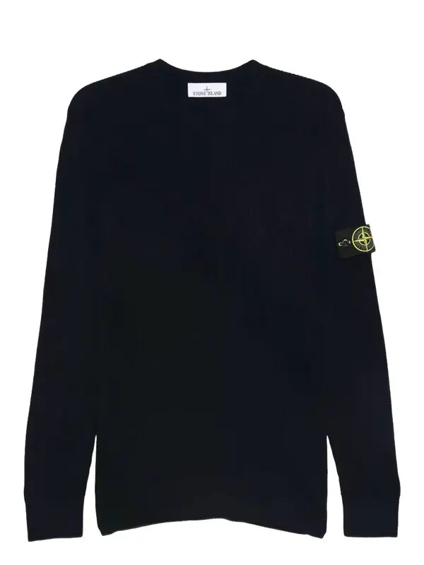 Stone Island 5100053 Full-rib Rws-wool Crewneck Sweater With Ribbed Trims - Blue