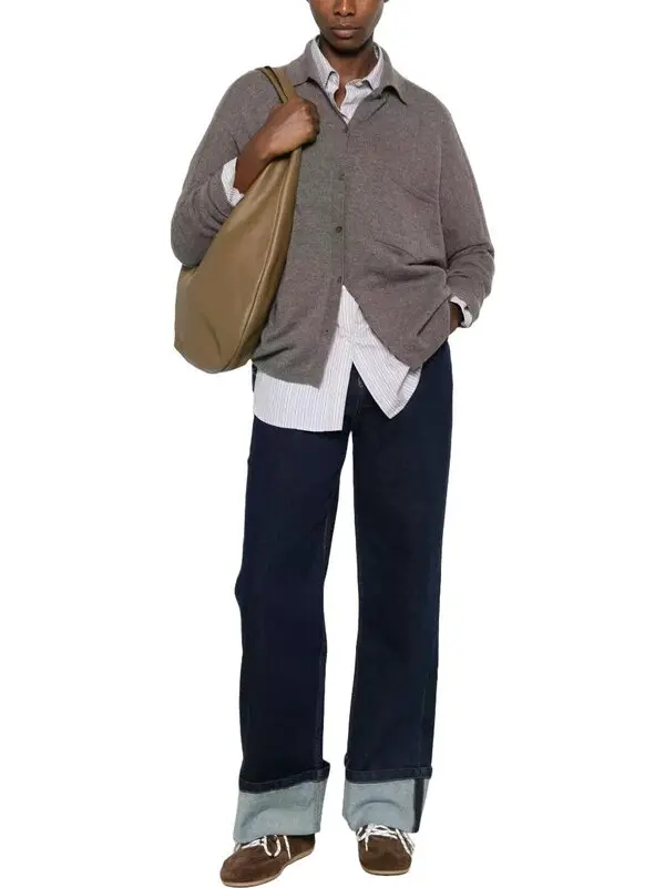 WHYCI Button-up Chest-pocket Cardigan - Brown
