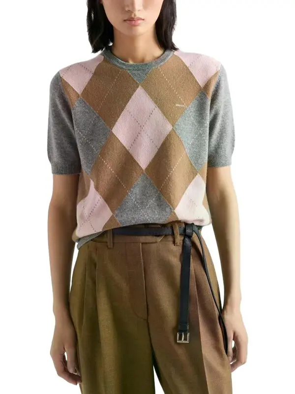 Prada Argyle Cashmere Sweater - Grey