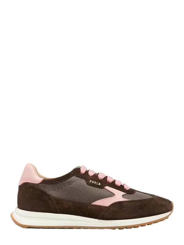 Furla Suede Mesh Lace-up Sneakers - Brown