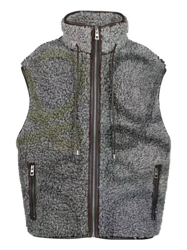 Loewe Anagram Intarsia Shearling-effect Vest - Grey