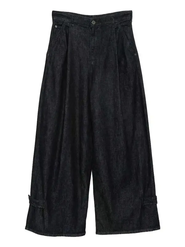 Emporio Armani Relaxed Fit Rinse Denim Jeans With Pleats - Blue