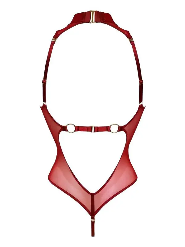 BORDELLE Signature Mesh High-neck Bodysuit - Red