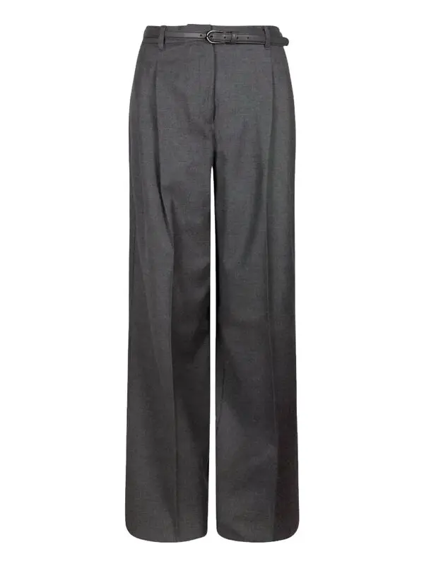 Max Mara Belted Pleated Trousers - Grey