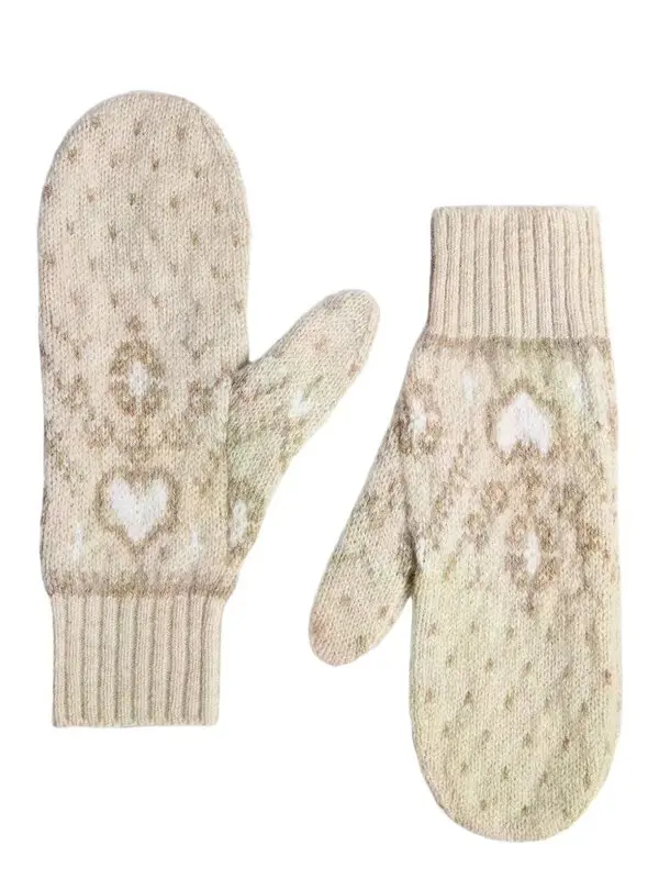 Khaite Christel Mittens In Ecru Multi - Neutrals