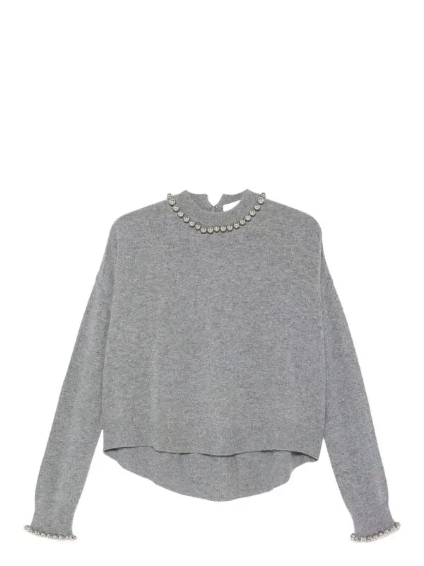 CIRCUS HOTEL Embellished Crew Neck Sweater - Silver